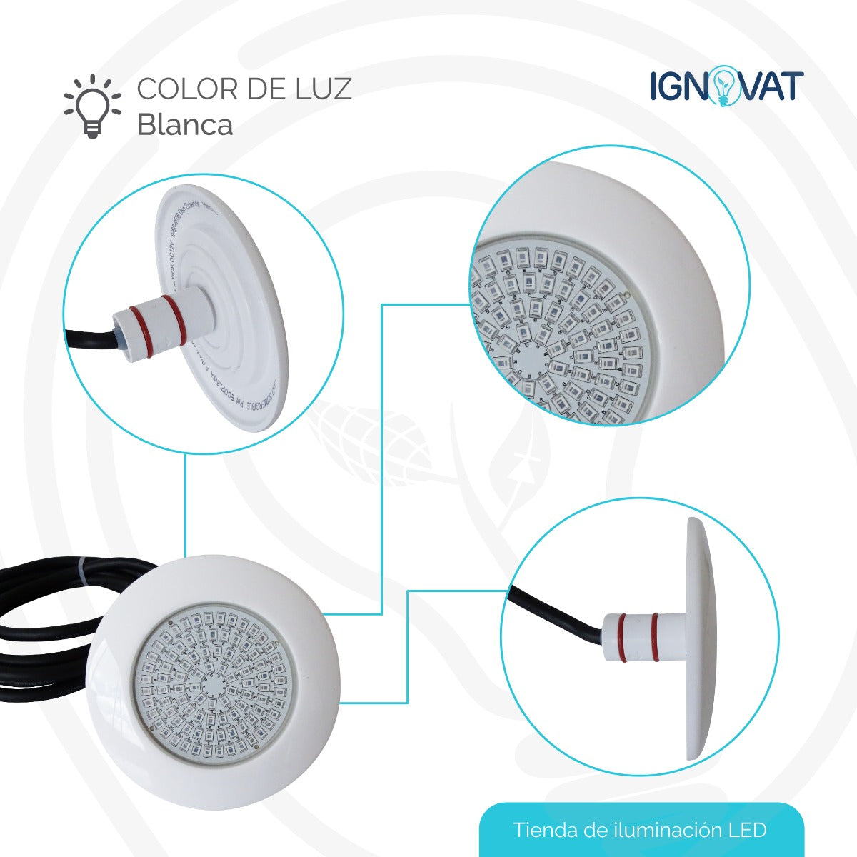 Luminaria Sumergible de 8W Luz Blanca para Piscina y Jacuzzi – Iluminova